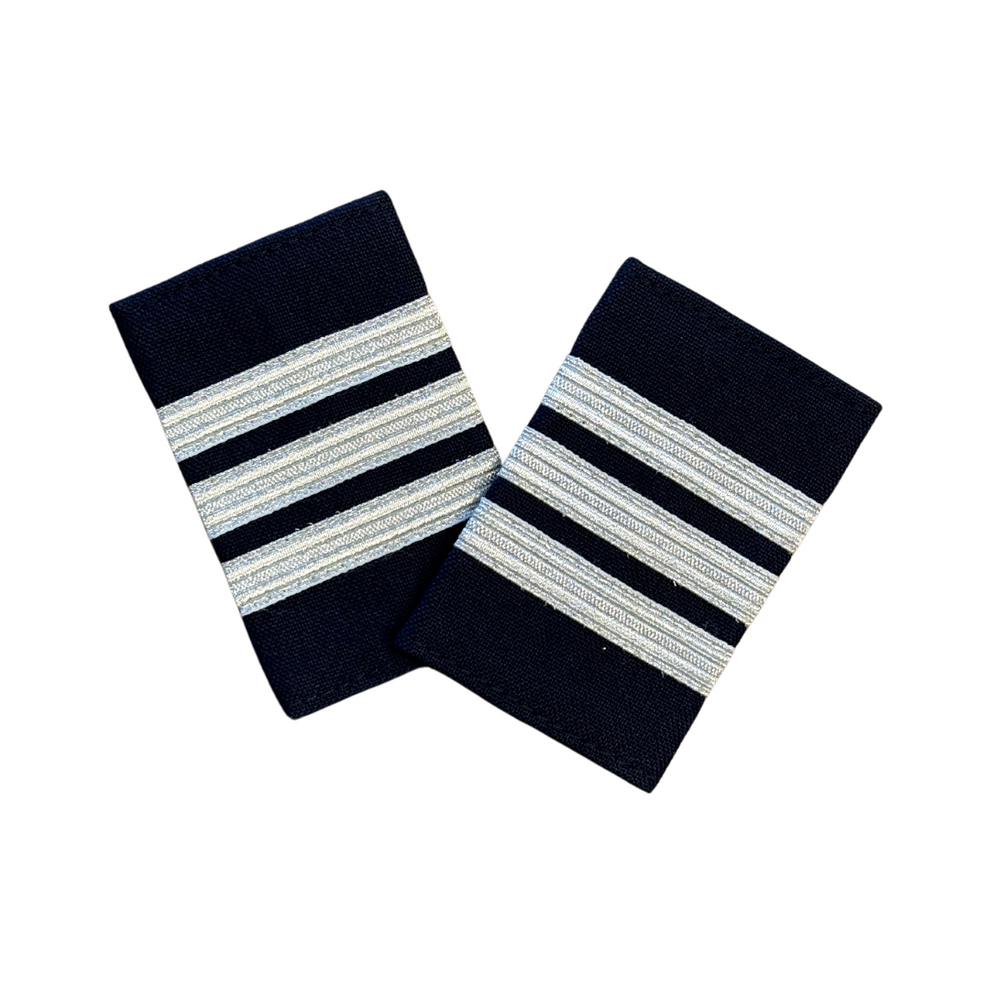 3 Bar Navy Epaulettes- Silver Bars – tomspilotshop